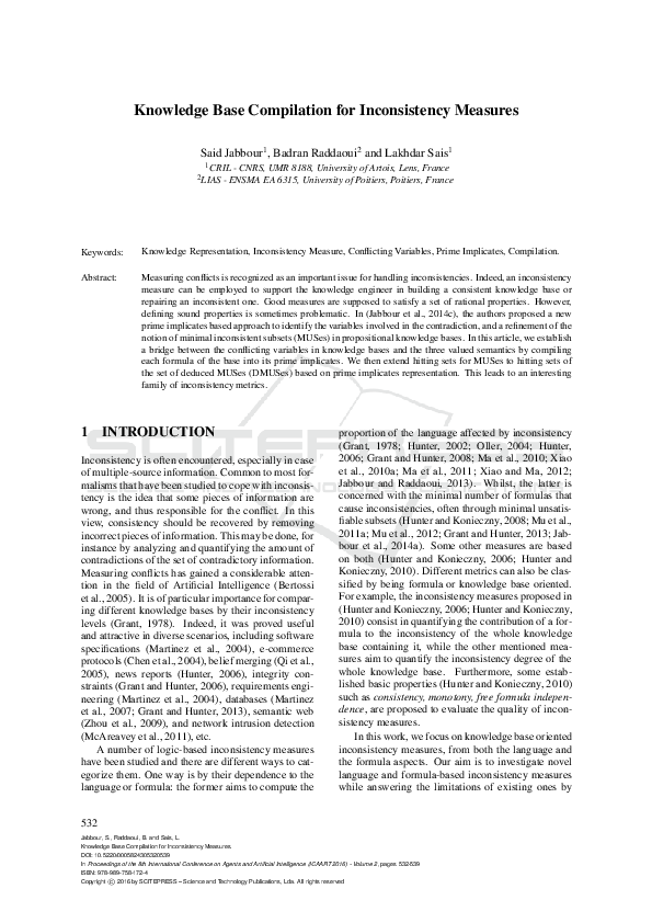(PDF) Knowledge Base Compilation for Inconsistency Measures