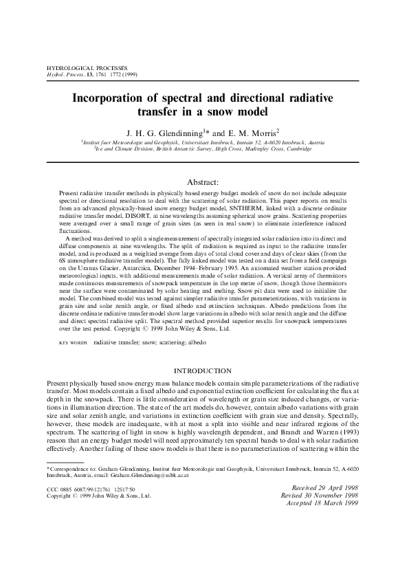 (PDF) Incorporation of spectral and directional radiative transfer in a ...