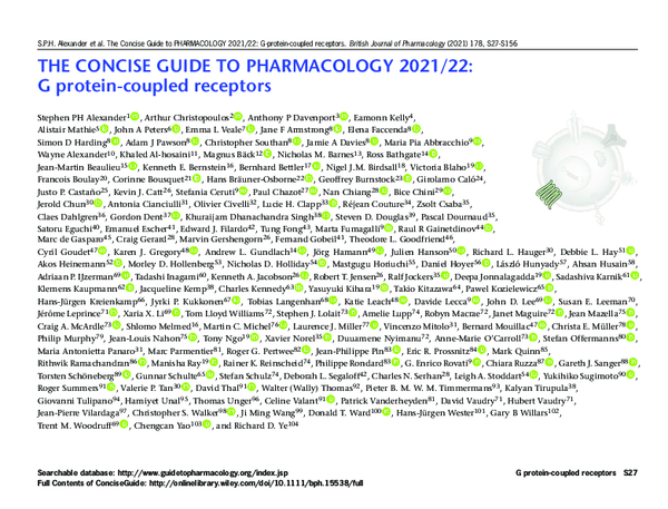 (PDF) THE CONCISE GUIDE TO PHARMACOLOGY 2021/22: G protein‐coupled ...