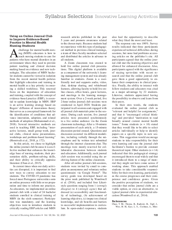 (PDF) Using an Online Journal Club to Improve Evidence-Based Practice ...