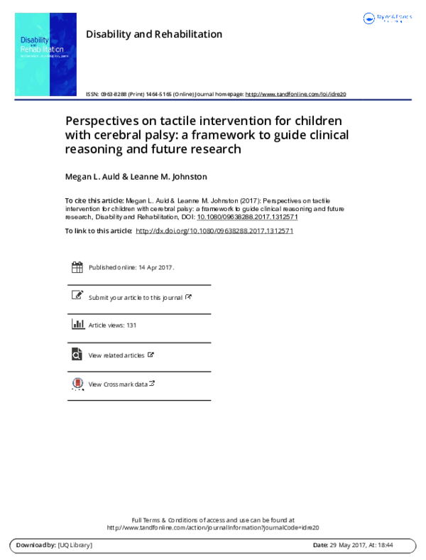 (PDF) Perspectives on tactile intervention for children with cerebral ...