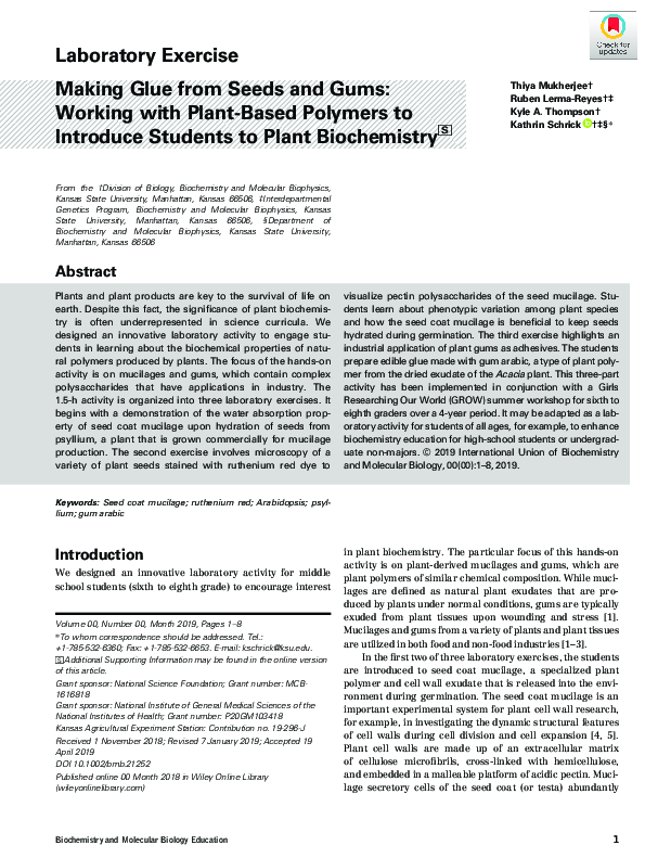 (PDF) Making glue from seeds and gums: Working with plant‐based ...