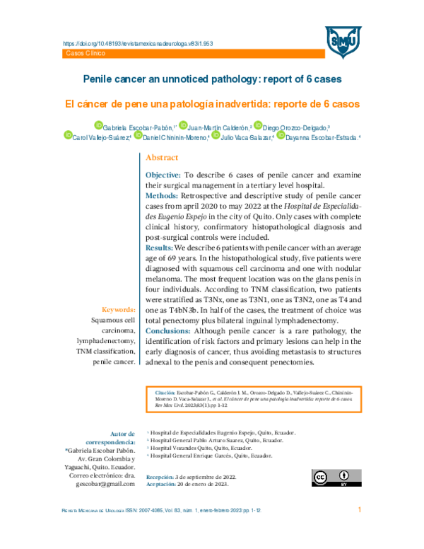 (PDF) El cáncer de pene una patología inadvertida: reporte de 6 casos ...