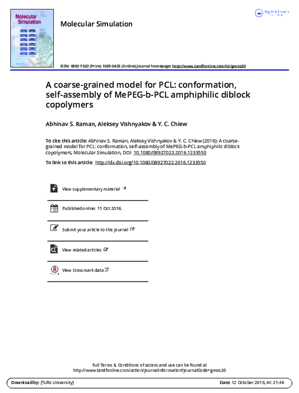 (PDF) A coarse-grained model for PCL: conformation, self-assembly of ...