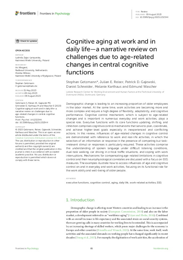 (PDF) Cognitive aging at work and in daily life—a narrative review on ...