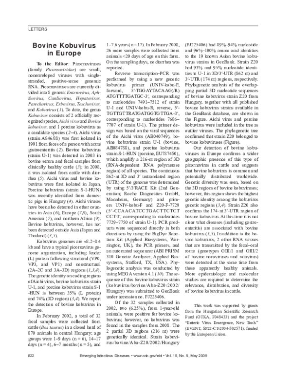 (PDF) Bovine Kobuvirus in Europe