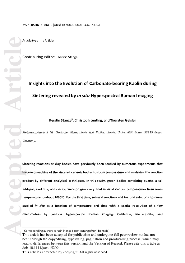 (PDF) Insights into the evolution of carbonate-bearing kaolin during ...