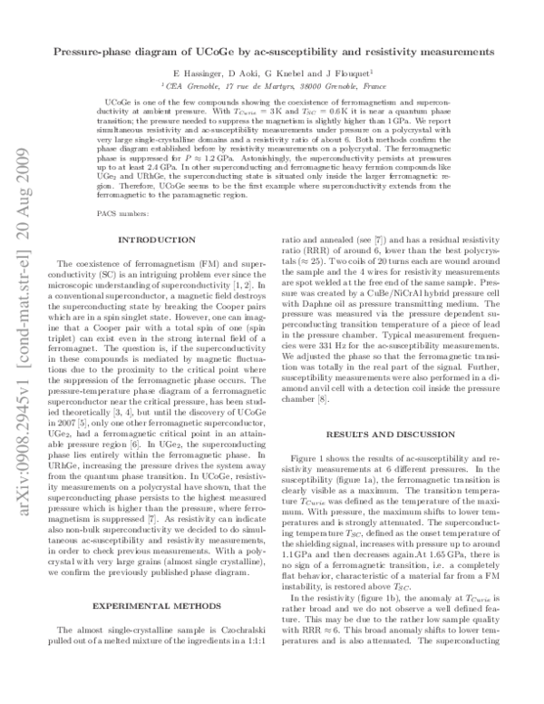(PDF) Pressure-phase diagram of UCoGe by ac-susceptibility and ...