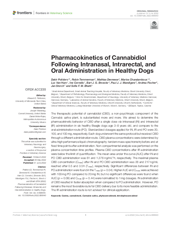 (PDF) Pharmacokinetics of Cannabidiol Following Intranasal, Intrarectal ...
