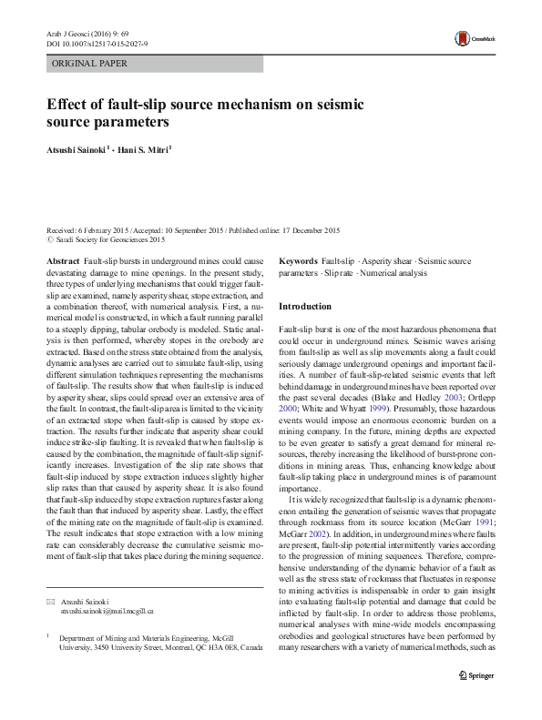 (PDF) Effect of fault-slip source mechanism on seismic source parameters | Hani Mitri - Academia.edu