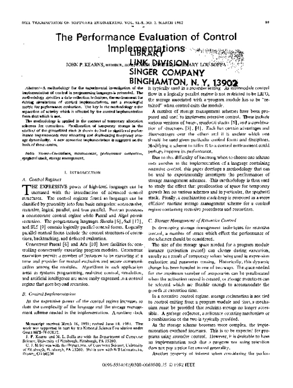 (PDF) The Performance Evaluation of Control Implementations