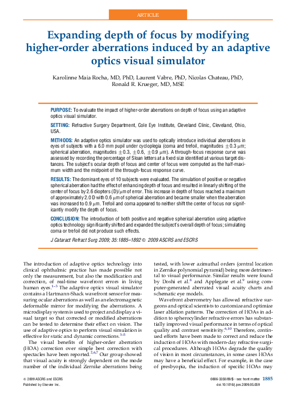(PDF) Expanding depth of focus by modifying higher-order aberrations ...