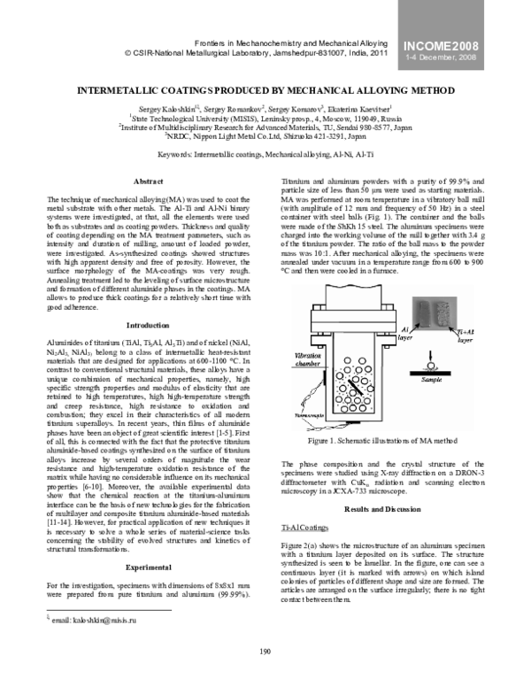 (PDF) Intermetallic coatings produced by mechanical alloying method