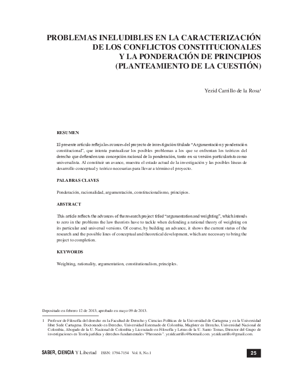 (PDF) Problemas ineludibles en la caracterización de los conflictos constitucionales y la ...