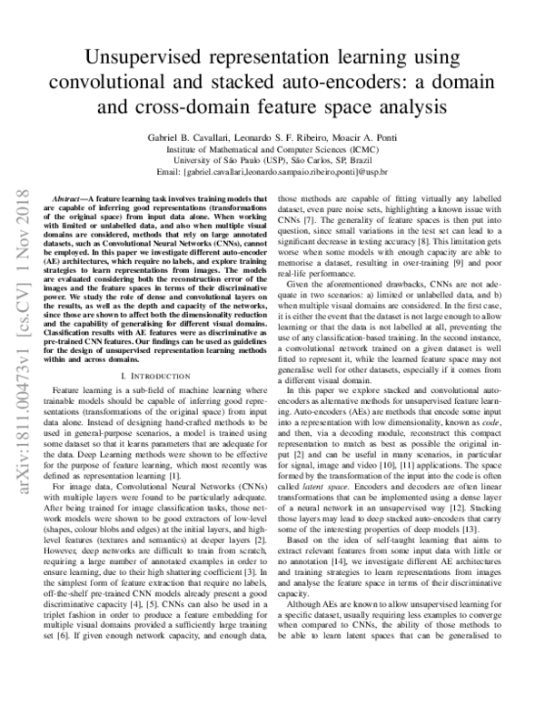 (PDF) Unsupervised Representation Learning Using Convolutional and ...