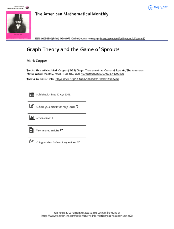 (PDF) Graph Theory and the Game of Sprouts