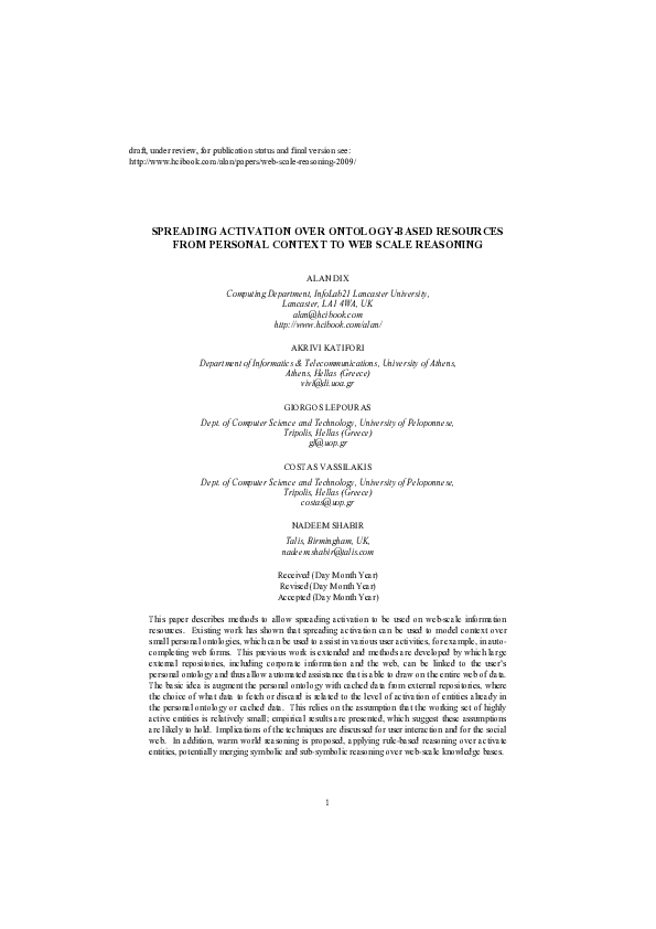 (PDF) Spreading Activation Over Ontology-Based Resources: From Personal Context to Web Scale ...