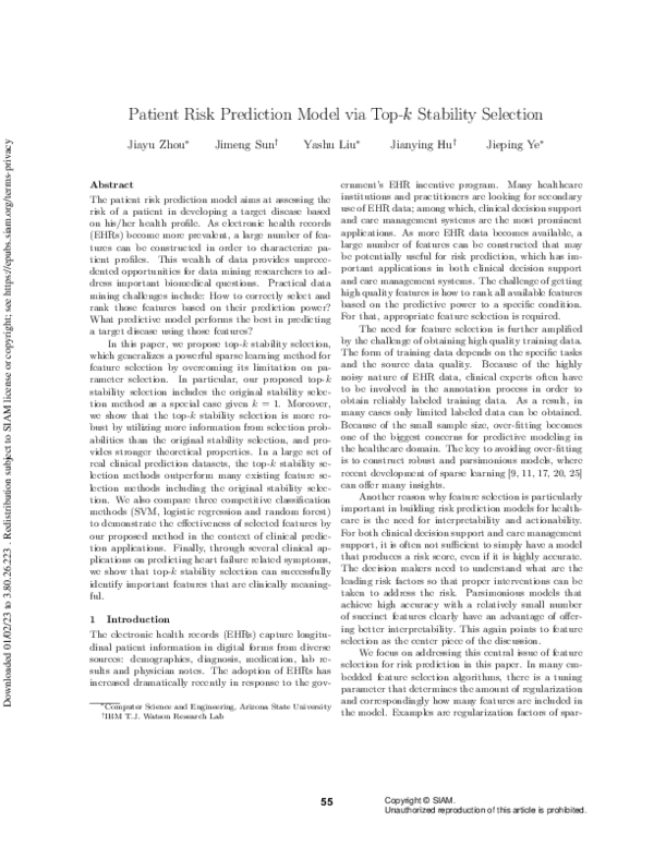 (PDF) Patient Risk Prediction Model via Top-k Stability Selection ...