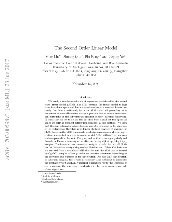 (PDF) The Second Order Linear Model