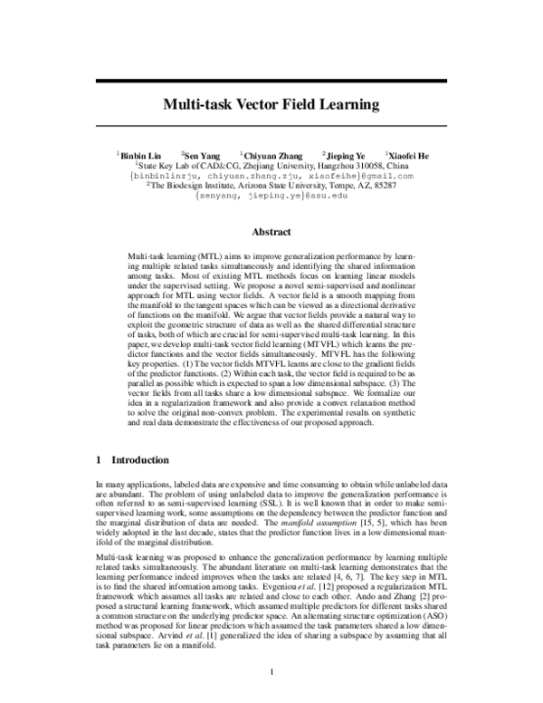 (PDF) Multi-task Vector Field Learning (PDF) Multi-task Vector Field Learning