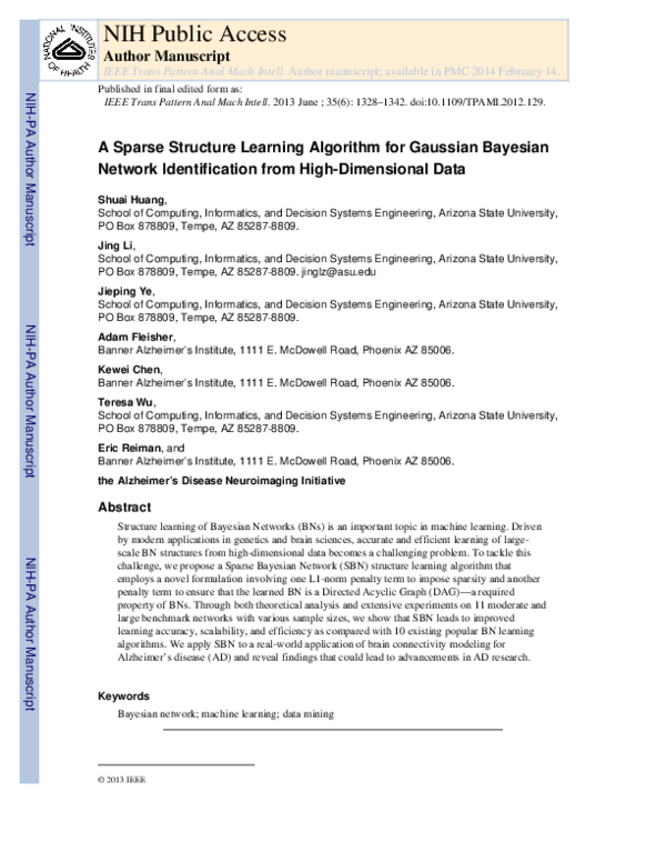 (PDF) A Sparse Structure Learning Algorithm for Gaussian Bayesian Network Identification from ...