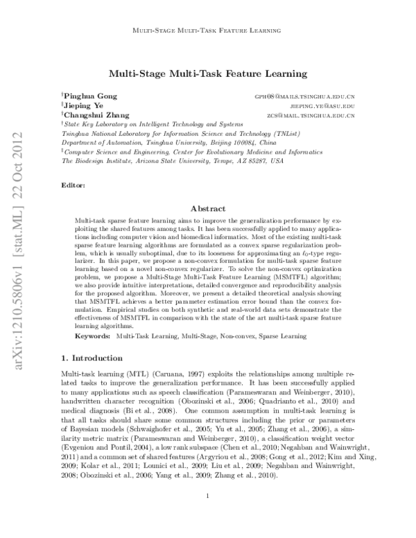 (PDF) Multi-Stage Multi-Task Feature Learning | Jieping Ye - Academia.edu