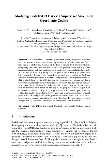 Pdf Modeling Task Fmri Data Via Supervised Stochastic Coordinate Coding