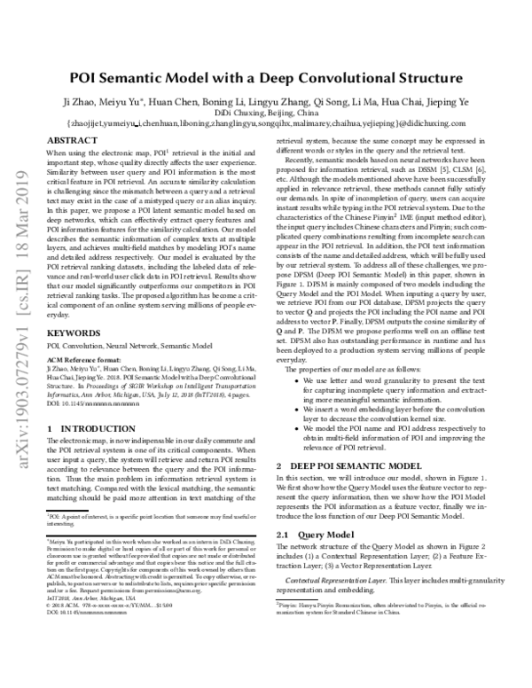 (PDF) POI Semantic Model with a Deep Convolutional Structure