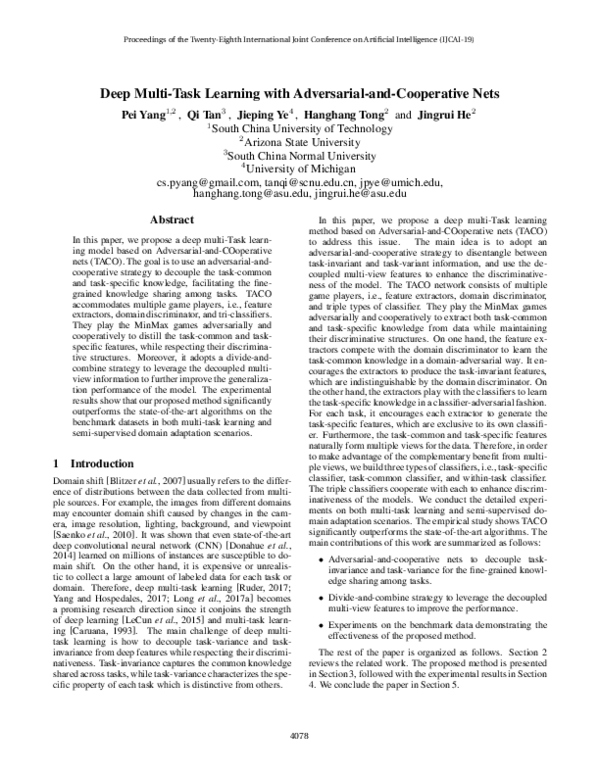 (PDF) Deep Multi-Task Learning with Adversarial-and-Cooperative Nets | Jieping Ye - Academia.edu