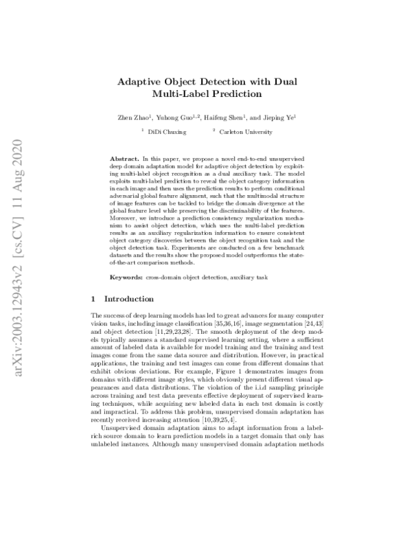 (PDF) Adaptive Object Detection with Dual Multi-Label Prediction