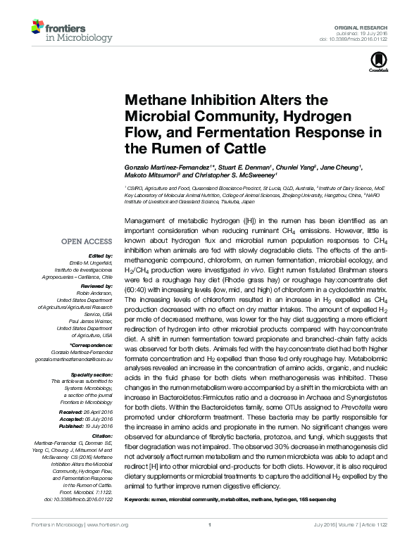 (PDF) Methane Inhibition Alters the Microbial Community, Hydrogen Flow ...