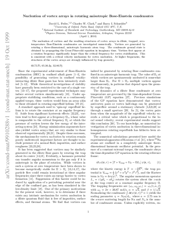 (PDF) Nucleation of vortex arrays in rotating anisotropic Bose-Einstein ...