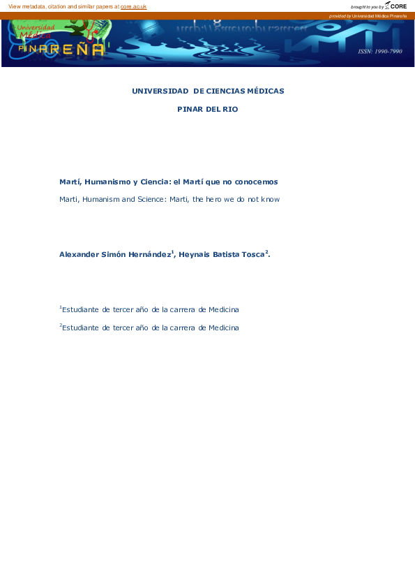 (PDF) Martí, Humanismo y Ciencia: el Martí que no conocemos