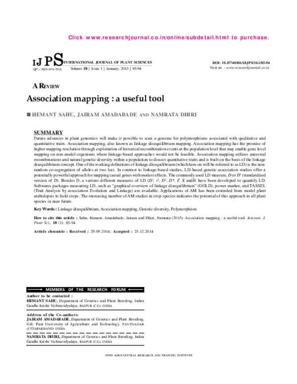 Pdf Association Mapping A Useful Tool