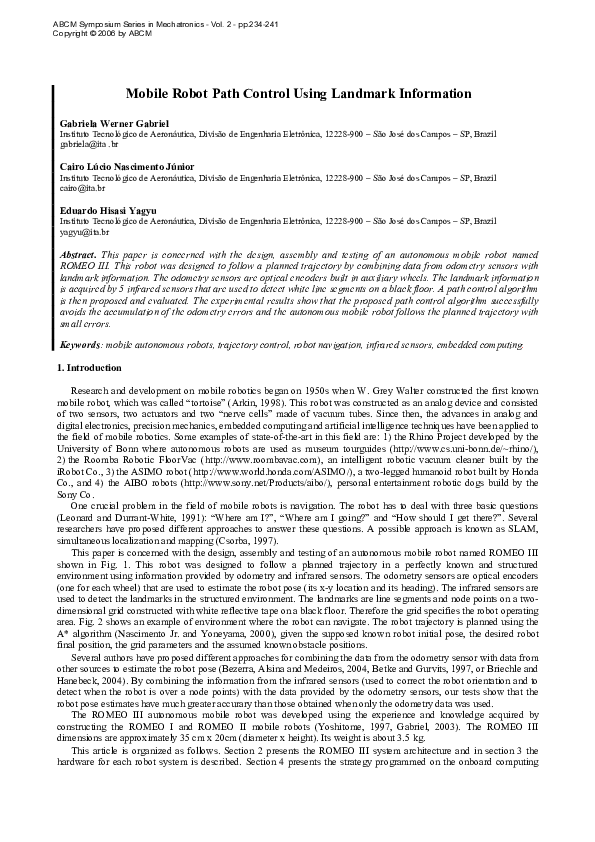 (PDF) Mobile Robot Path Control Using Landmark Information