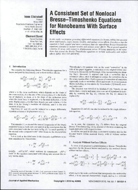 (PDF) A Consistent Set of Nonlocal Bresse–Timoshenko Equations for ...