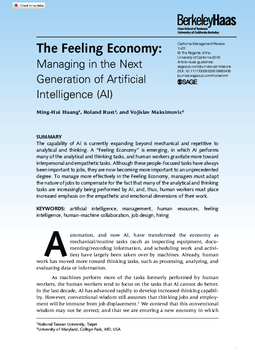 (PDF) The Feeling Economy: Managing in the Next Generation of ...