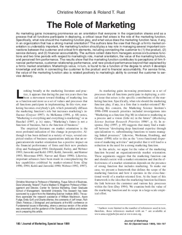 (PDF) The Role of Marketing