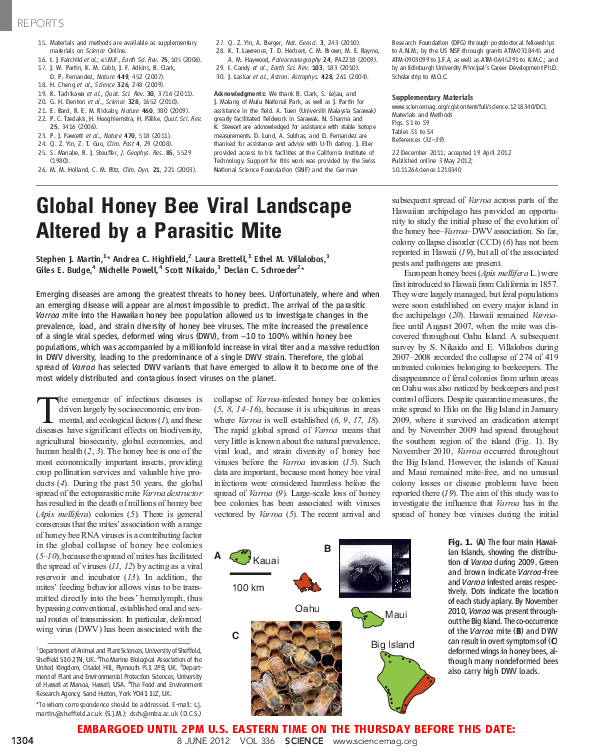 (PDF) Global Honey Bee Viral Landscape Altered by a Parasitic Mite