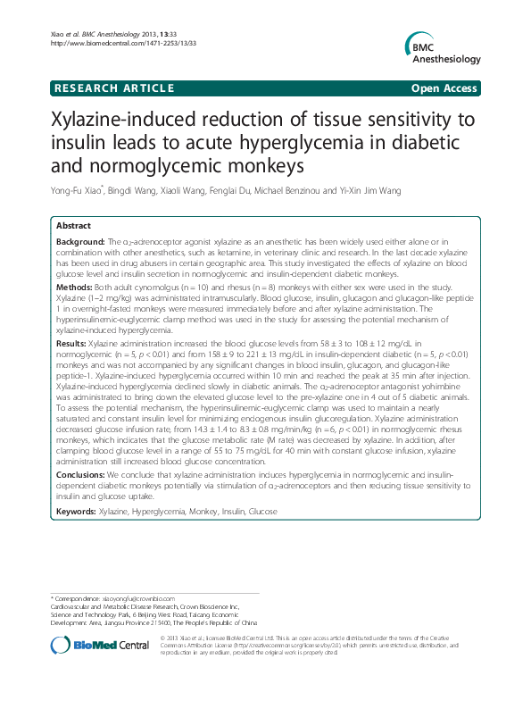(PDF) Xylazine-induced reduction of tissue sensitivity to insulin leads ...