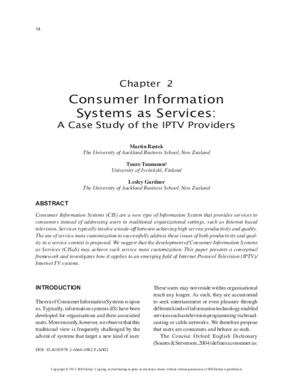 (PDF) Consumer Information Systems as Services