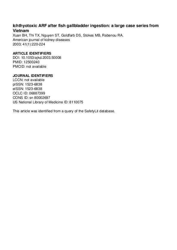 (PDF) Ichthyotoxic ARF after fish gallbladder ingestion: a large case ...