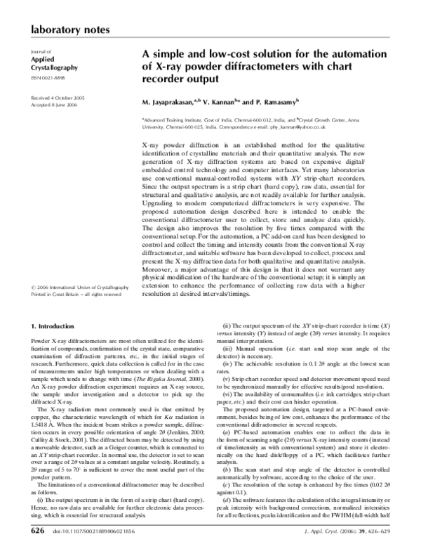 (PDF) A simple and low-cost solution for the automation of X-ray powder ...