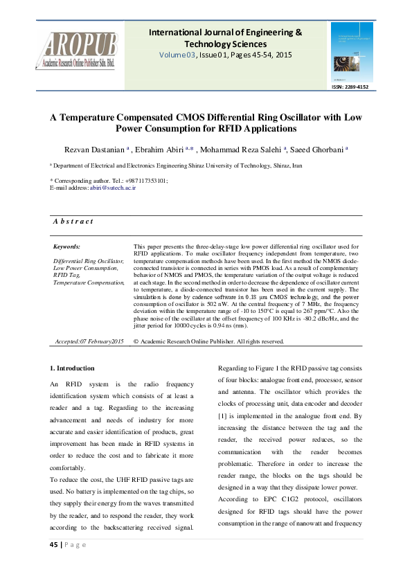 (PDF) A Temperature Compensated CMOS Differential Ring Oscillator with ...