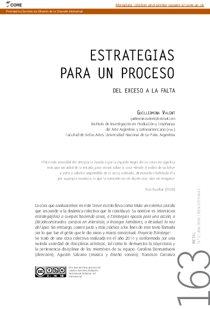(PDF) Estrategias para un proceso. Del exceso a la falta