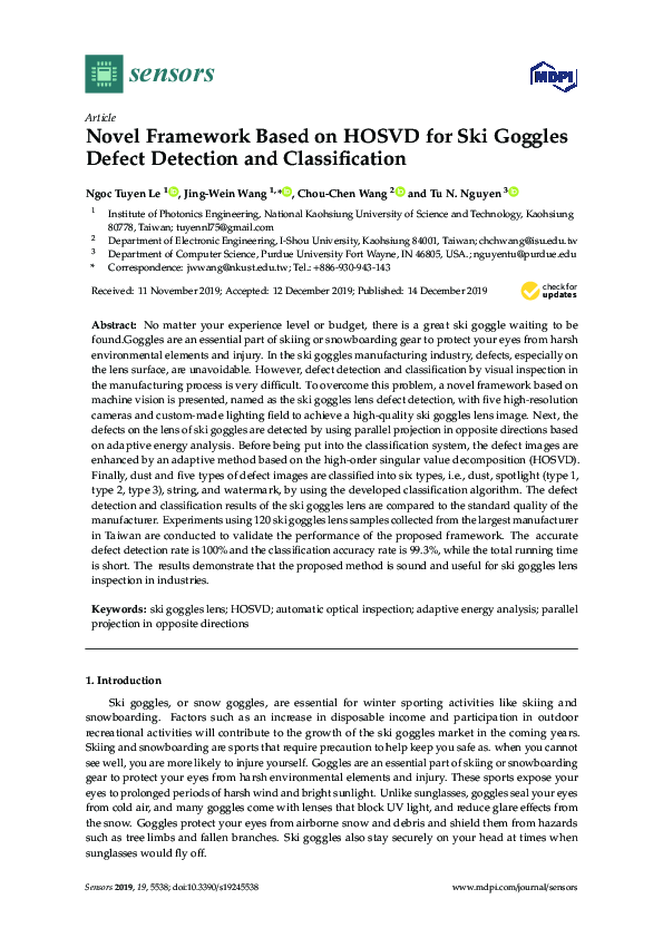 (PDF) Novel Framework Based on HOSVD for Ski Goggles Defect Detection ...