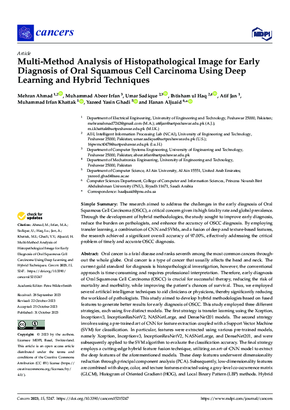 (PDF) Multi-Method Analysis of Histopathological Image for Early Diagnosis of Oral Squamous Cell ...