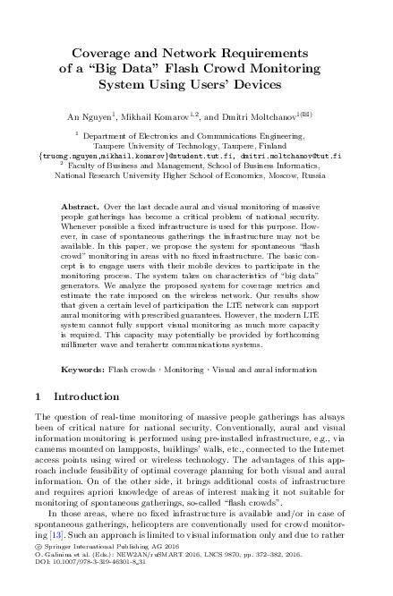 (PDF) Coverage and Network Requirements of a “Big Data” Flash Crowd Monitoring System Using ...