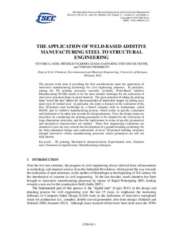 (PDF) The Application of Weld-Based Additive Manufacturing Steel to ...
