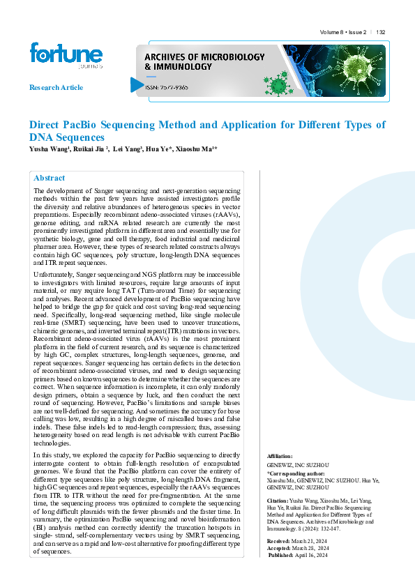 (PDF) Direct PacBio Sequencing Method and Application for Different ...